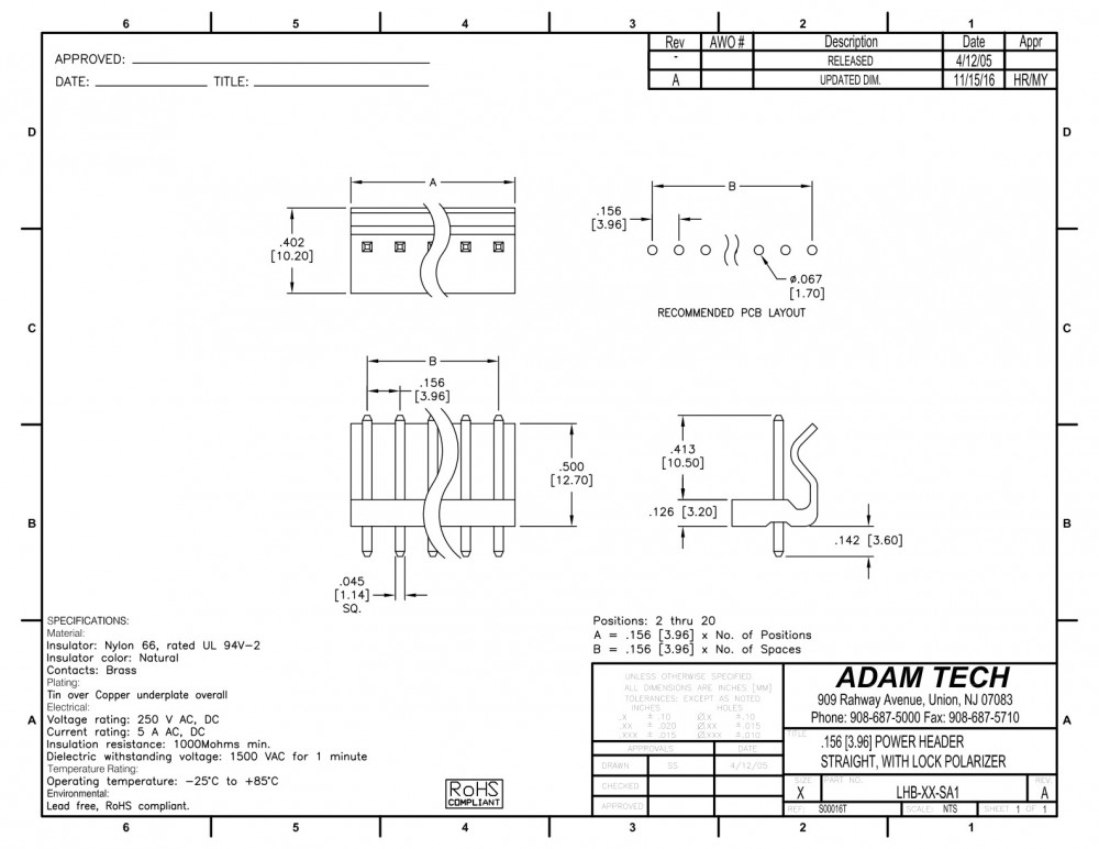 ADAM TECH LHB-04-SA1 technical drawing page 1
