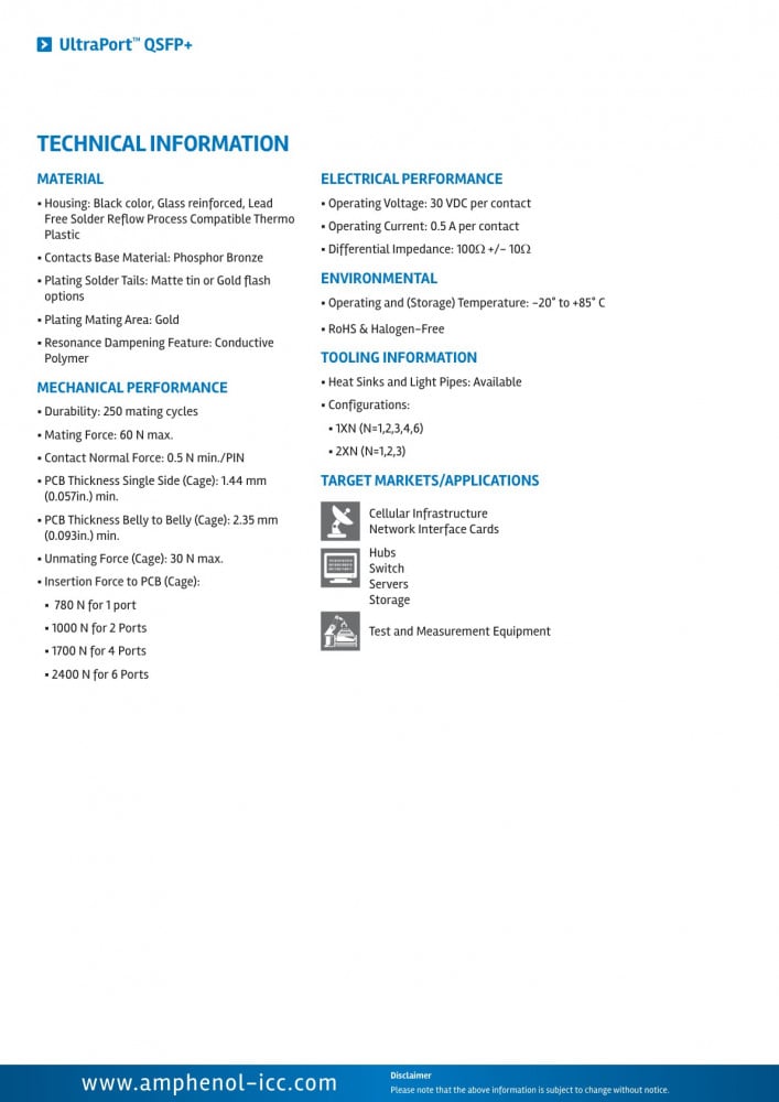 Amphenol UltraPort QSFP+ technical document page 2