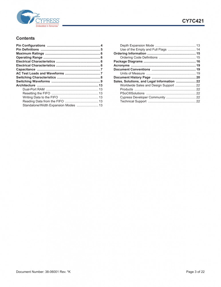 CY7C421 datasheet page 3