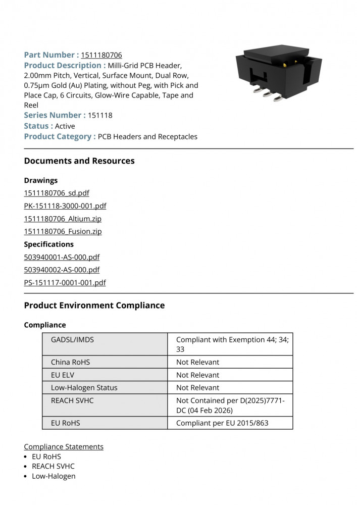 MOLEX product specification page 1