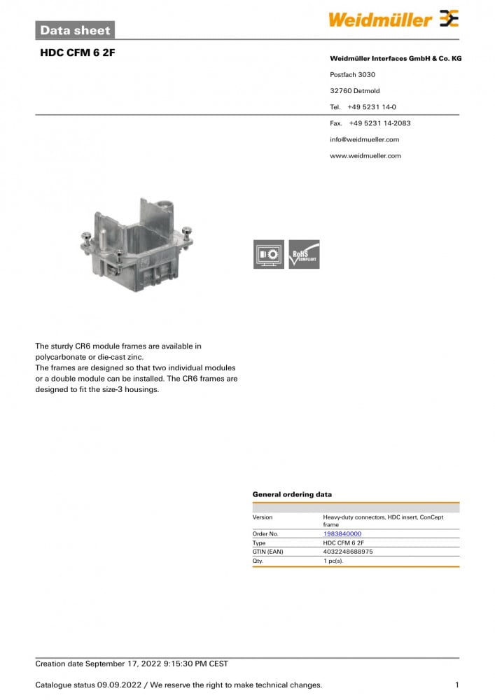 WEIDMULLER 1983840000 document page 1
