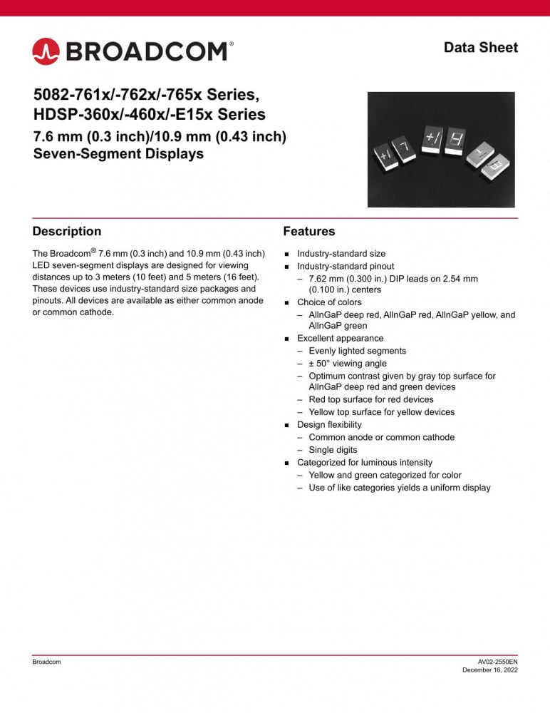 HDSP-3601 datasheet page 1