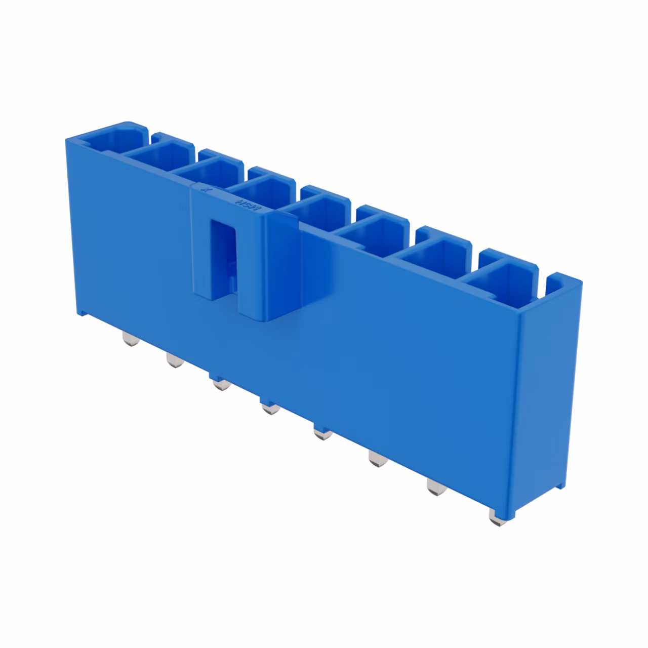 Mega-Fit ColorLock Vertical Header, 5.70mm Pitch, Single Row, 8 Circuits, Matte Tin (Sn) Plating, Glow-Wire Capable, Tray, Blue for sale
