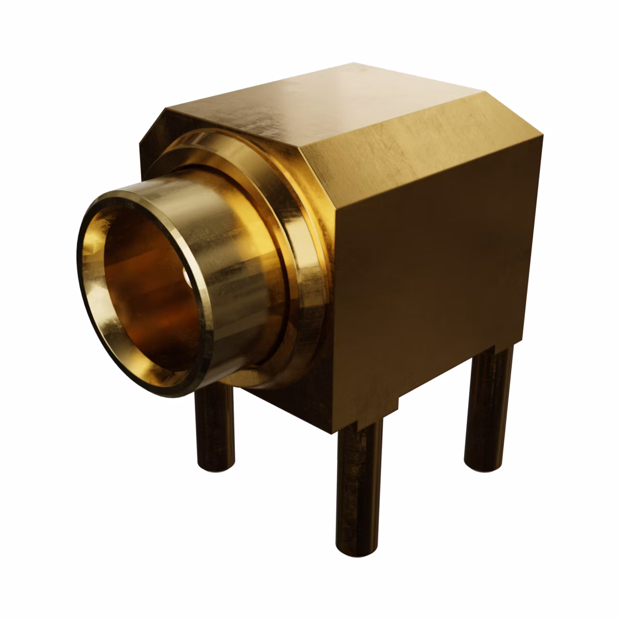 MCX Jack, Right-Angle, PCB Receptacle, Through Hole, Die Cast Housing with Brass Insert, 0.76µm Gold (Au) Contact Plating, Tray, 75 Ohms for sale