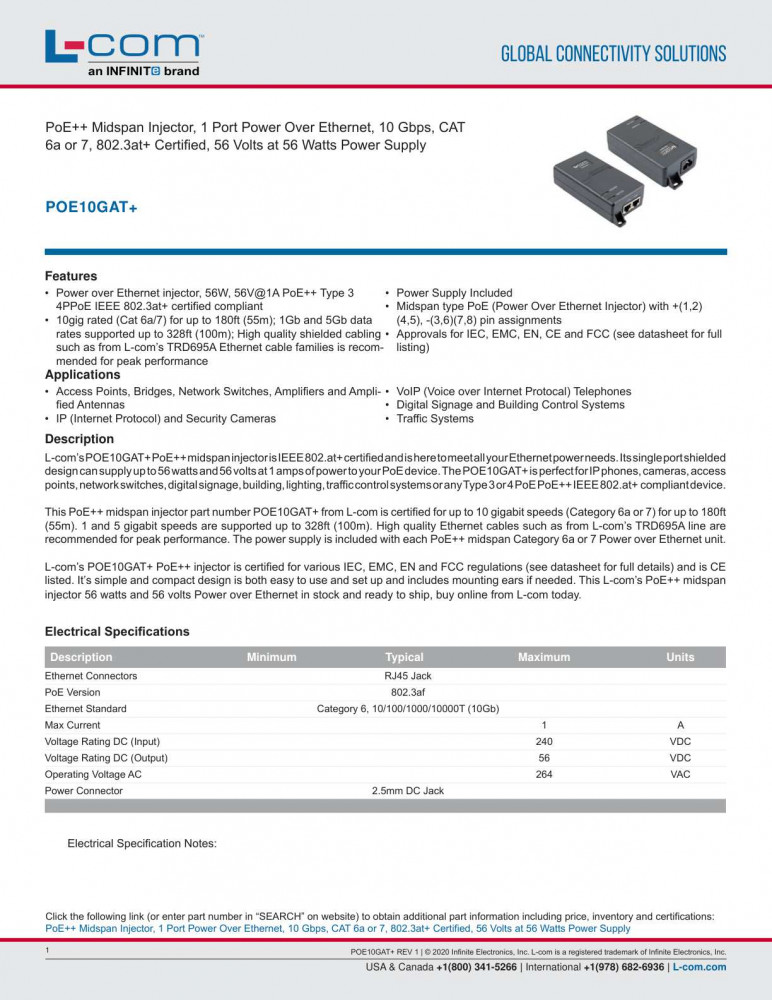 POE10GAT+ technical document page 1