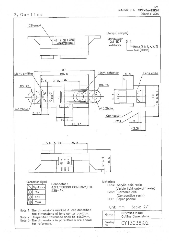 GP2Y0A41SK0F datasheet page 4