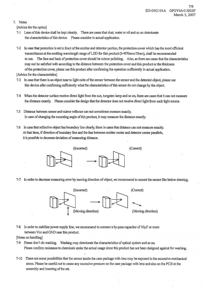 GP2Y0A41SK0F datasheet page 8