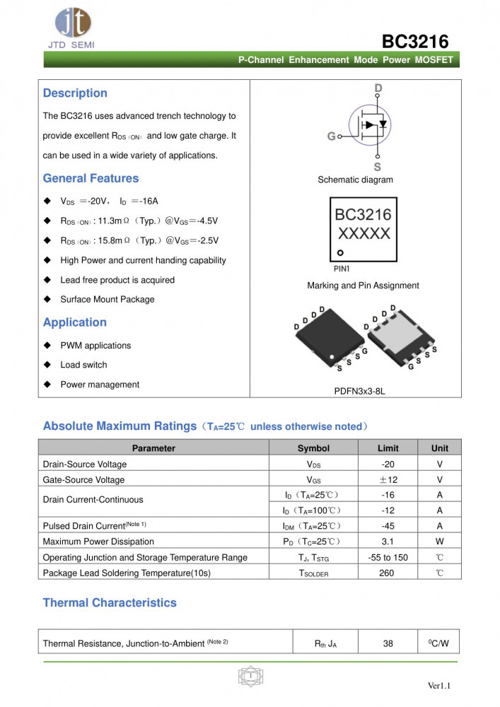 JTDBC3216 datasheet page 1