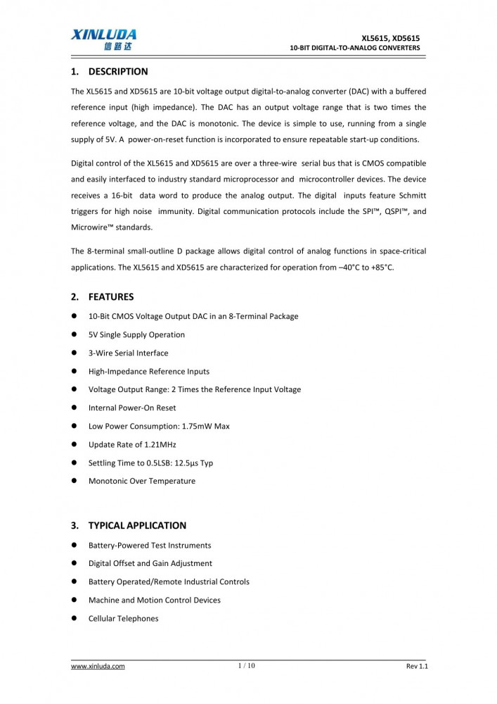 XD5615 datasheet page 1