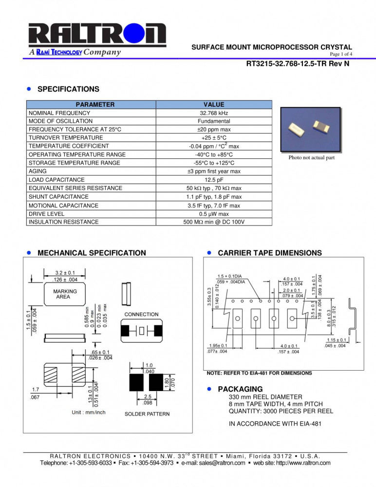 RT3215 crystal datasheet page 1