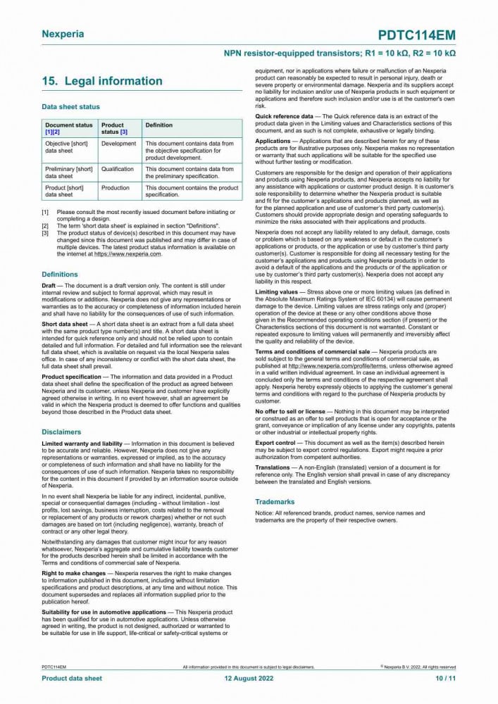 PDTC114EM datasheet page 10