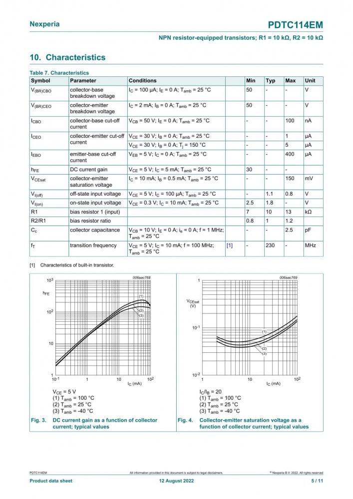PDTC114EM datasheet page 5
