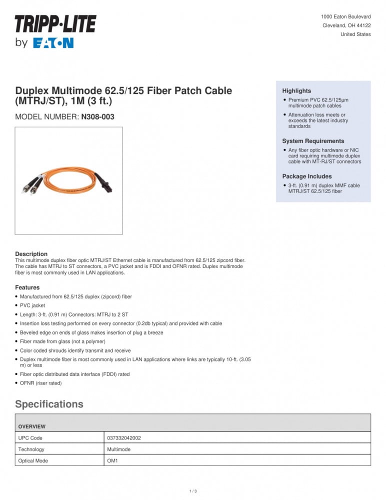 N308-003 technical document page 1