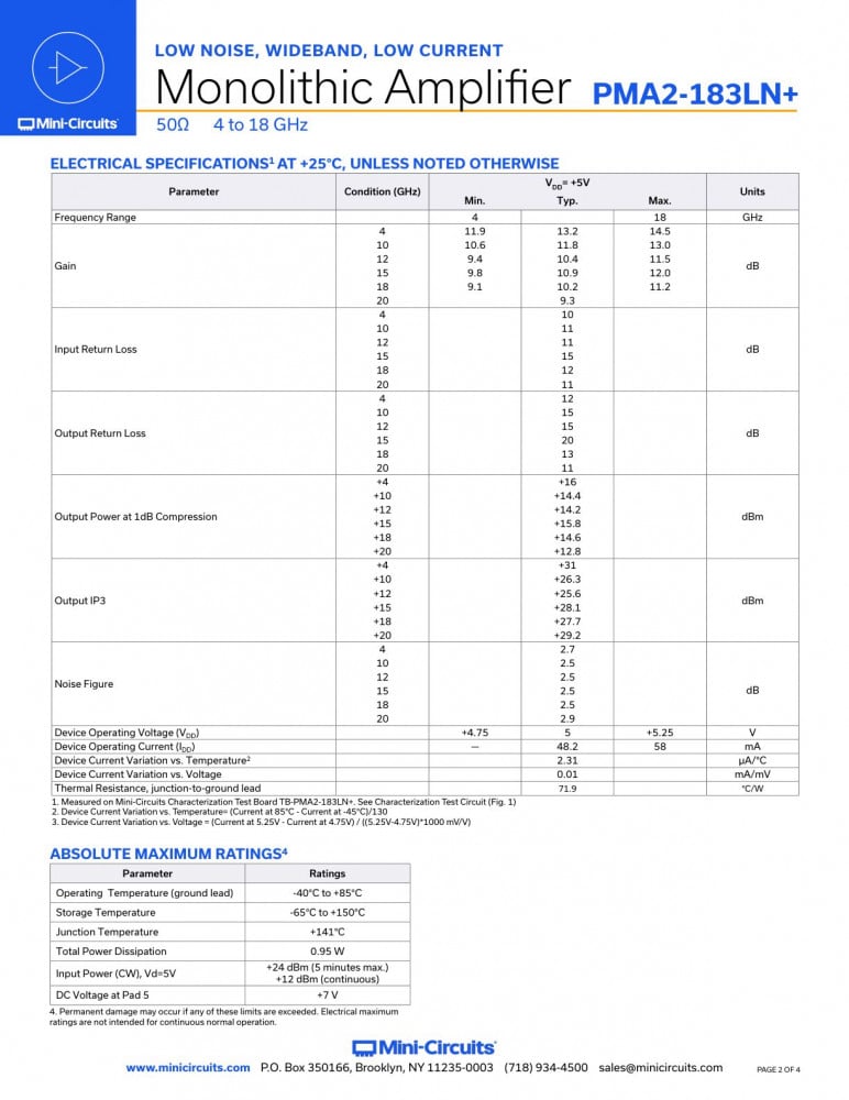 PMA2-183LN+ datasheet page 2