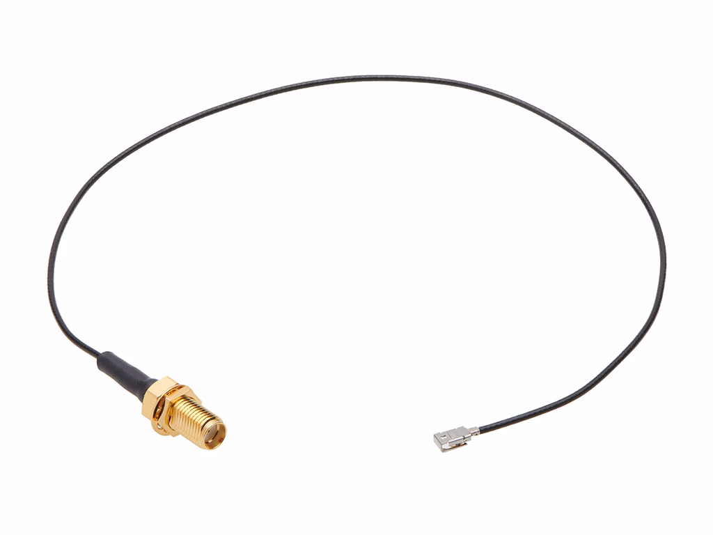 SMA Straight Bulkhead Jack to SMA Right-Angle Plug on RG-316 Double Shielded Cable, 609.60mm Length, 50 Ohms
