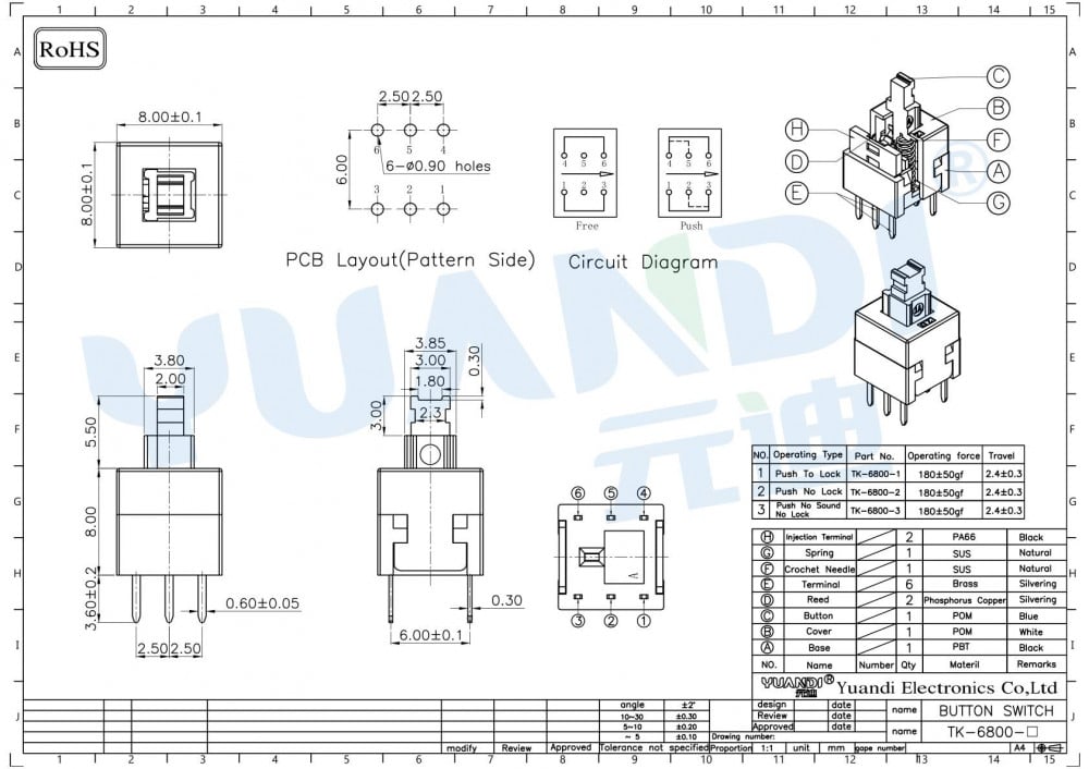 YUANDI TK-6800-1 technical drawing