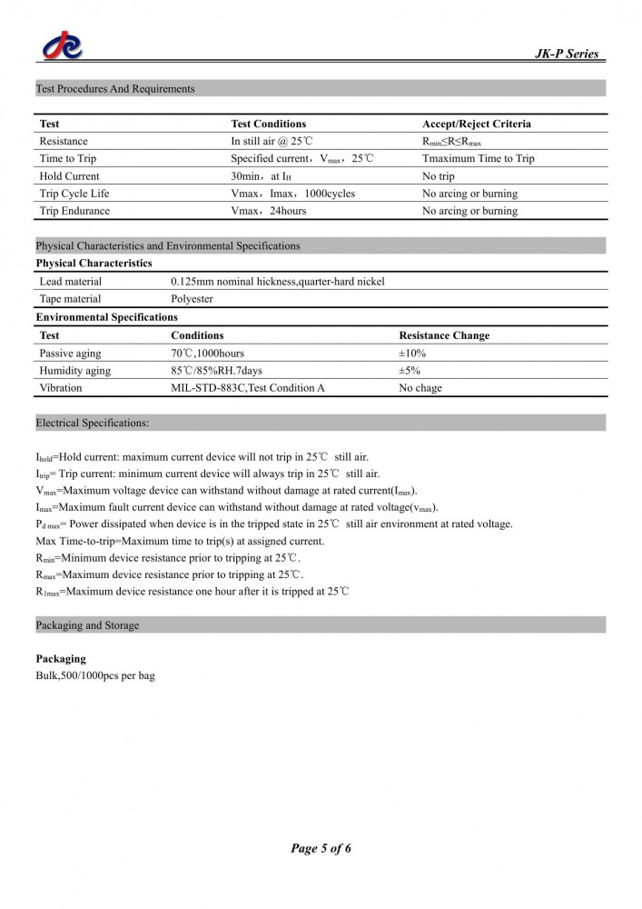 JK-P Series datasheet page 5