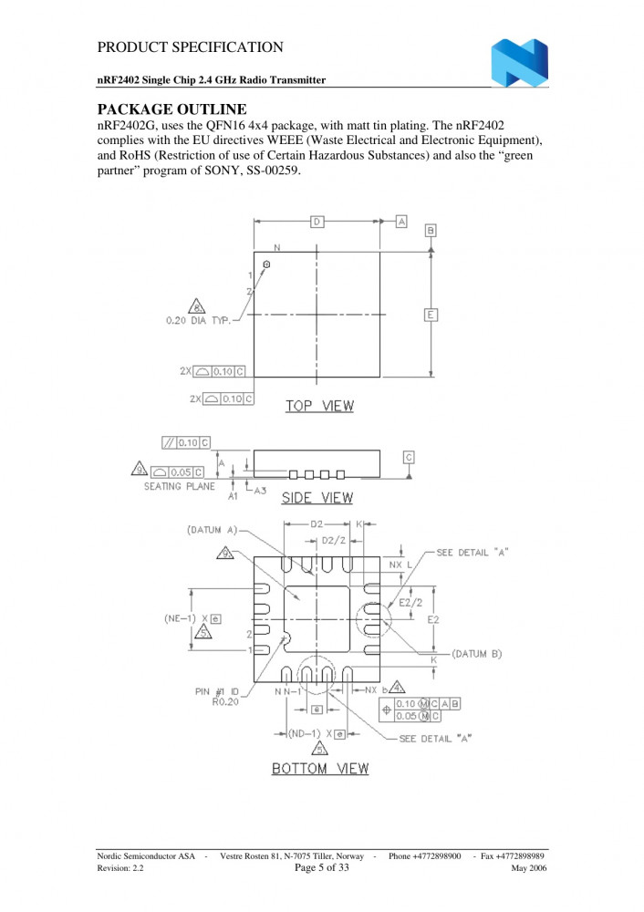 nRF2402 datasheet page 5