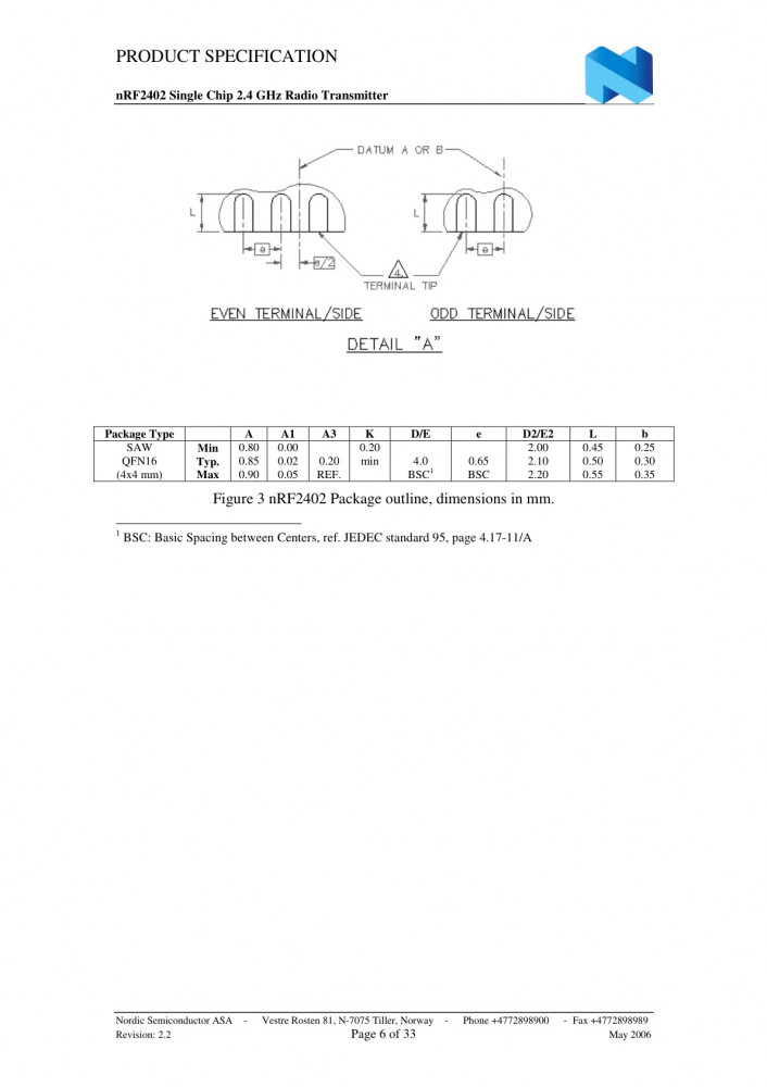 nRF2402 datasheet page 6