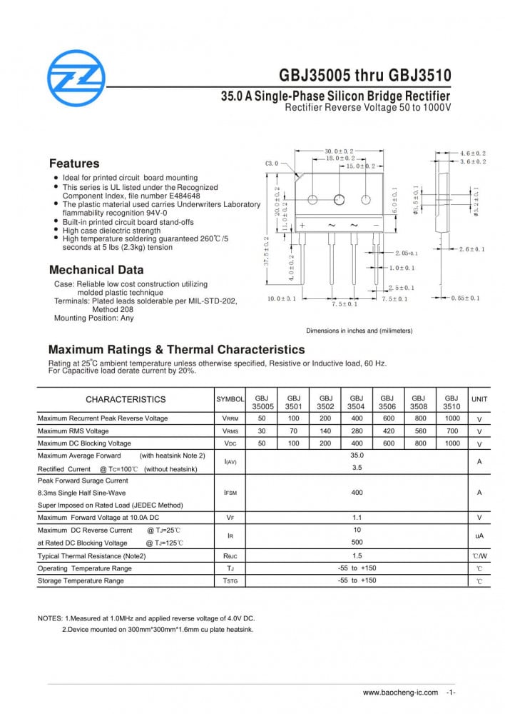 baocheng GBJ3506 datasheet page 1