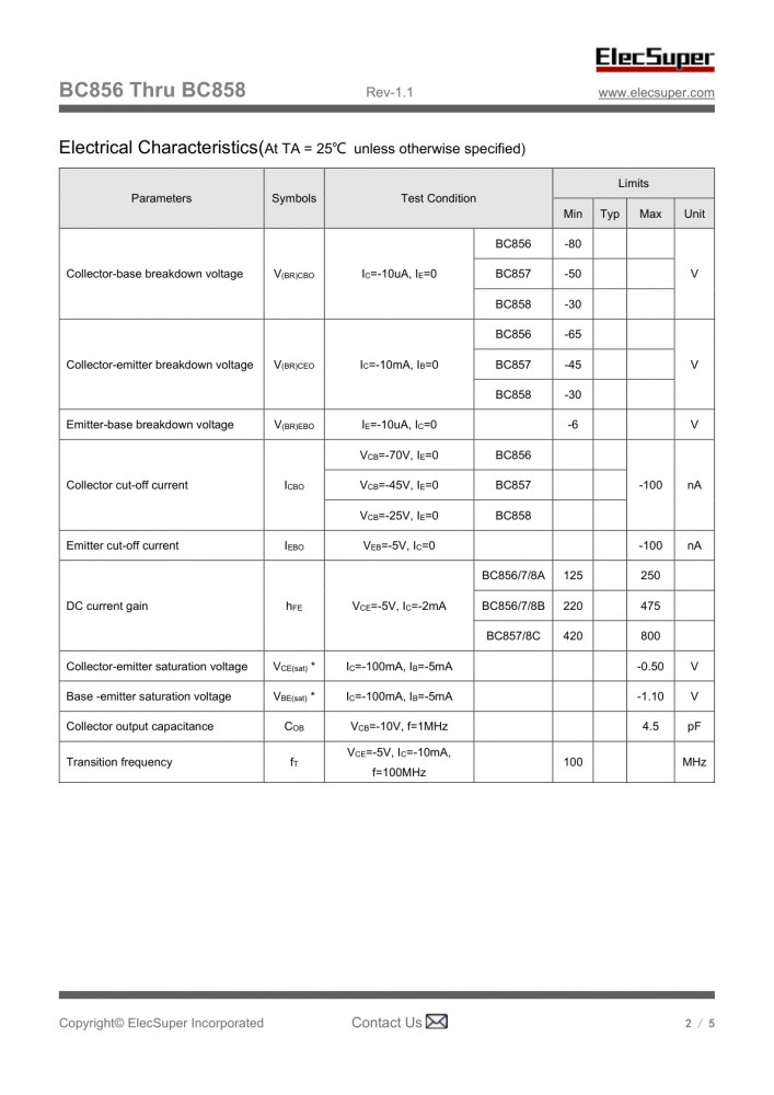 BC856 B datasheet page 2