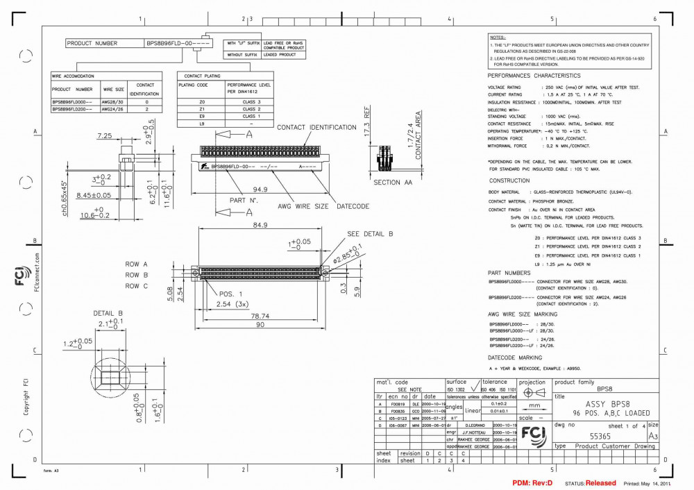 BPS8 connector technical drawing page 1