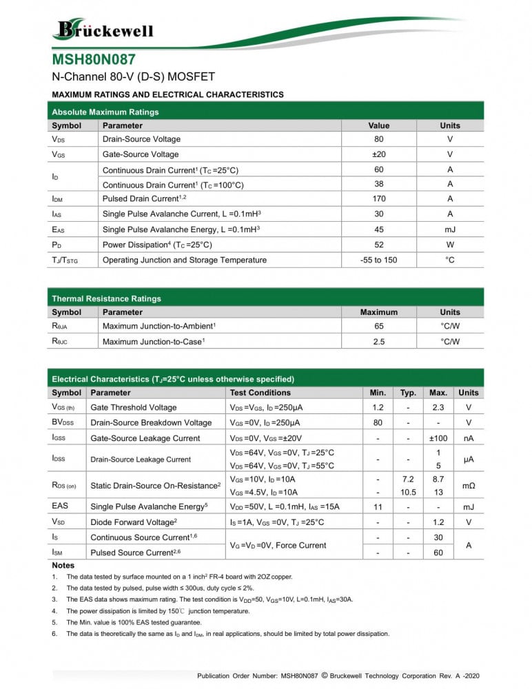 MSH80N087 datasheet page 2