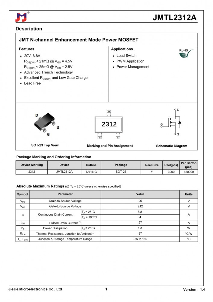JMTL2312A datasheet page 1