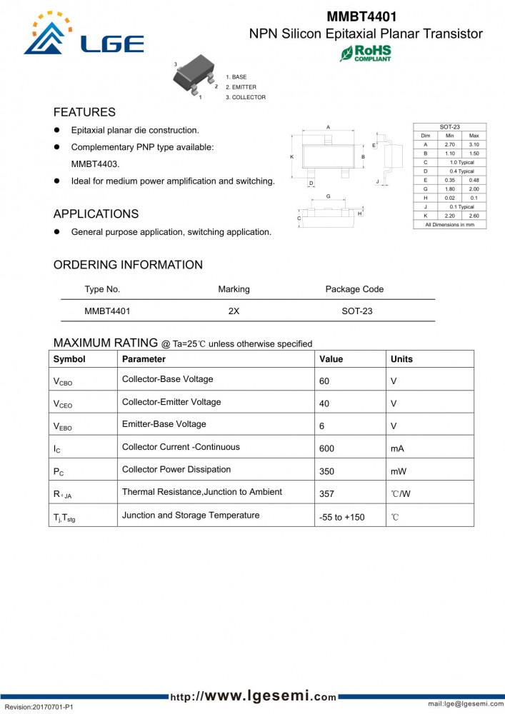 MMBT4401 datasheet page 1