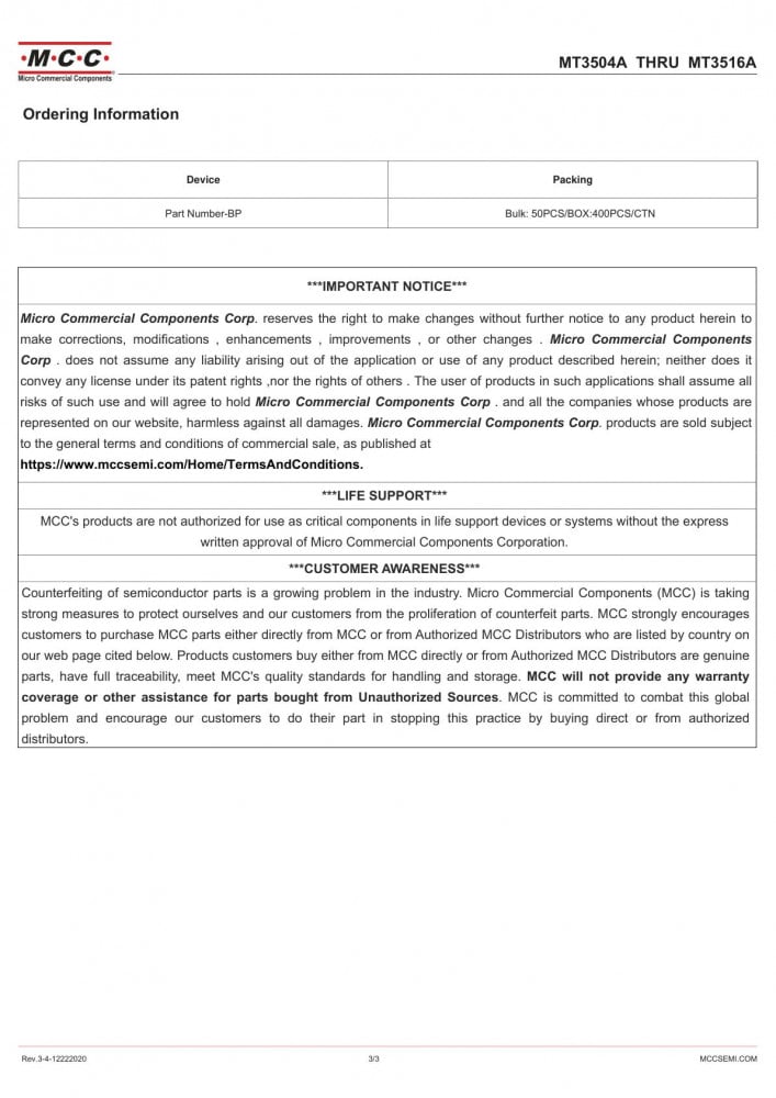 MT3508A-BP datasheet page 3