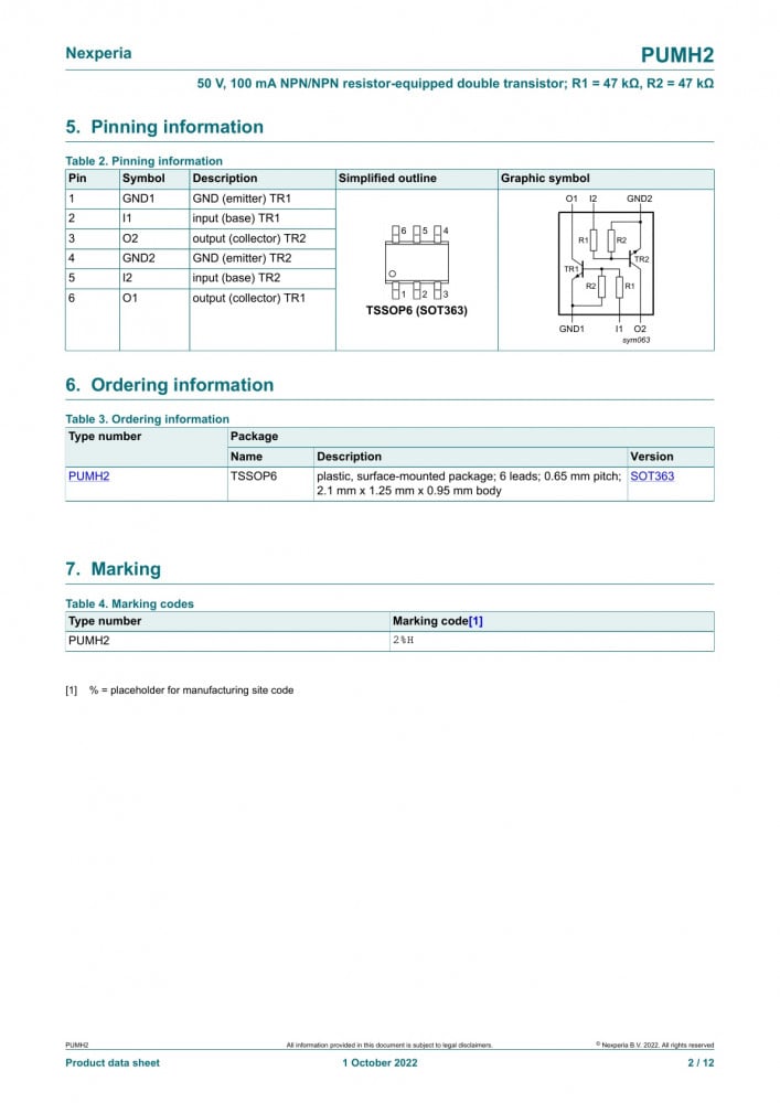 PUMH2 datasheet page 2