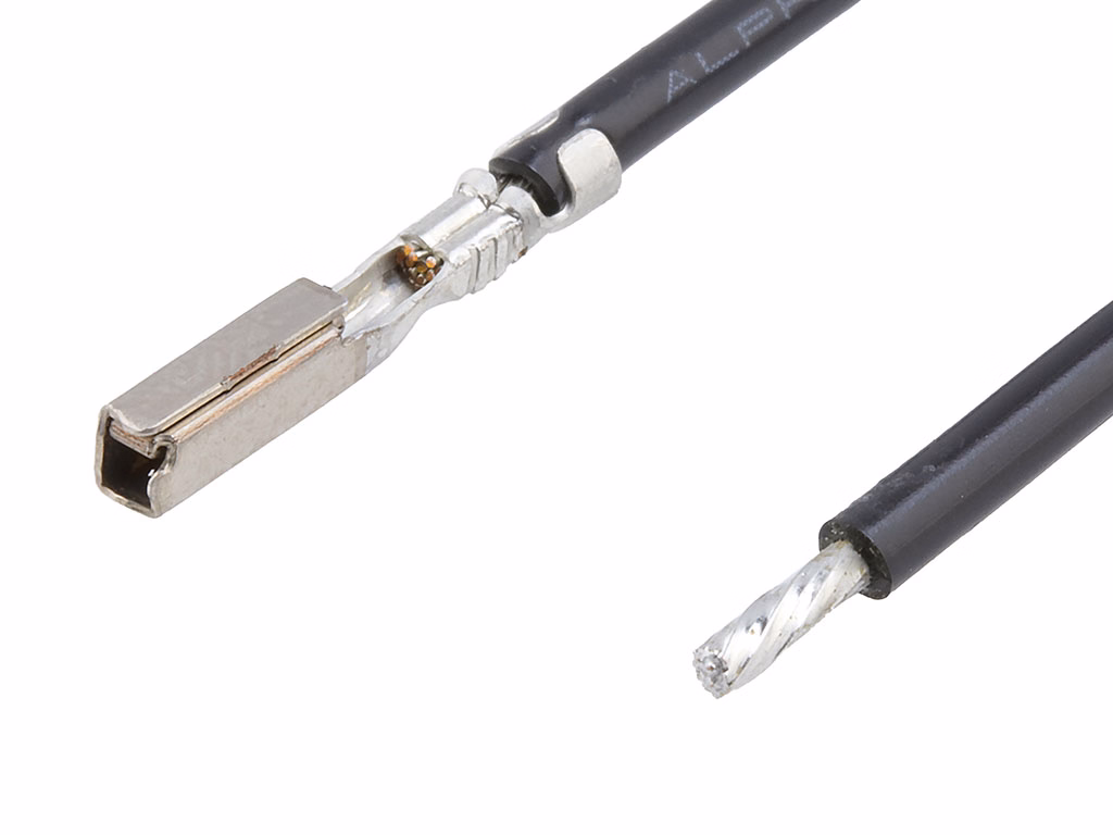 Pre-Crimped Lead MX64-Female-to-Pigtail, Gold (Au) Plating, 450.00mm Length, 18 AWG, Black for sale