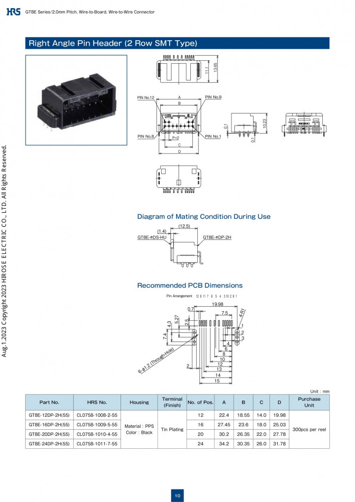 HRS GT8E Series datasheet page 10