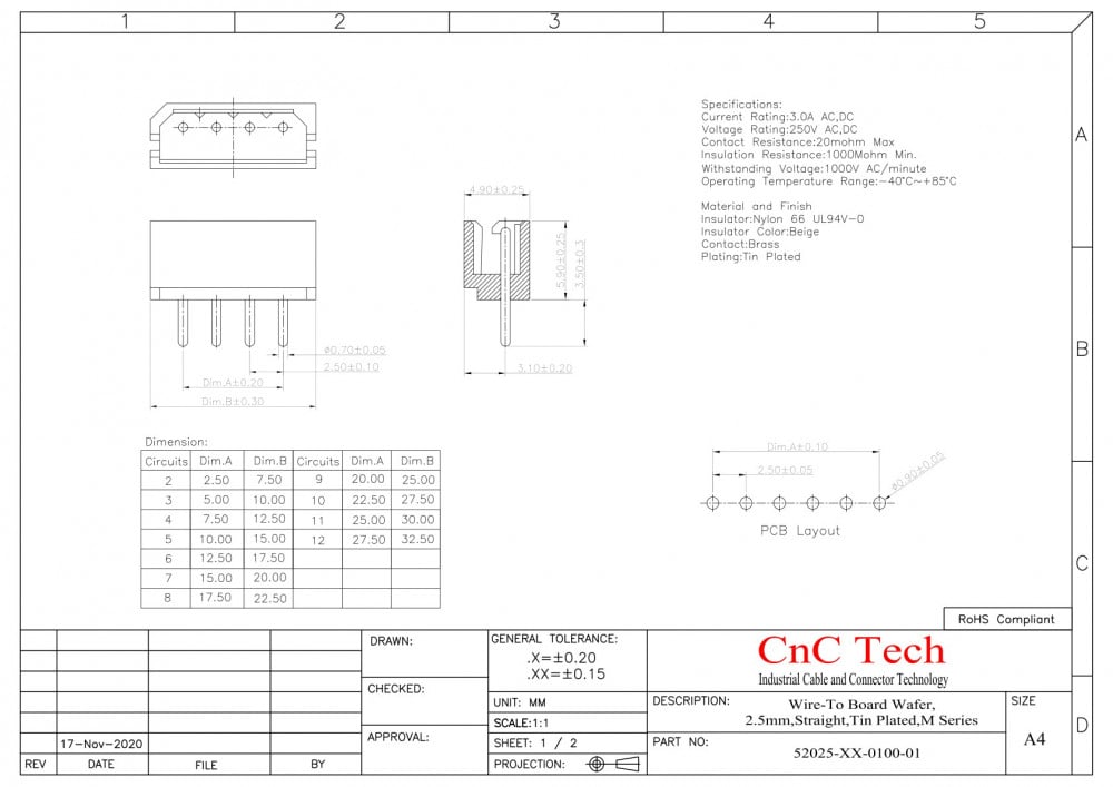 CNC Tech 52025-12-0100-01 technical drawing
