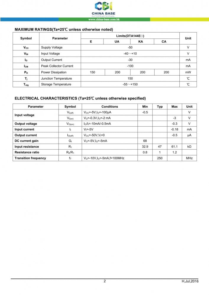 DTA144EE datasheet page 2
