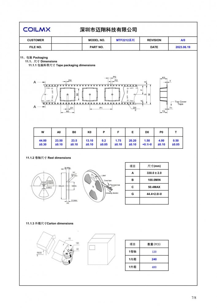 COILMX MTF2212 series specification page 7