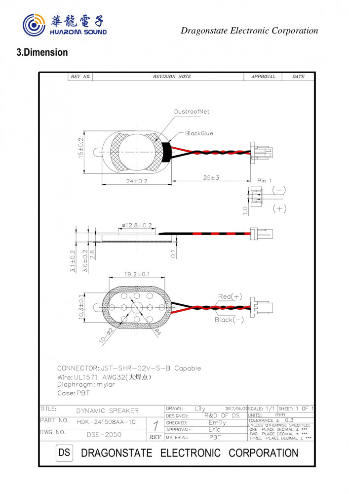 HDK-241508AA-1C material structure page