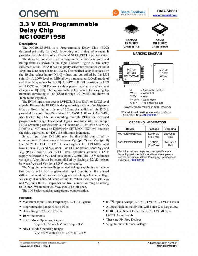MC100EP195B datasheet page 1