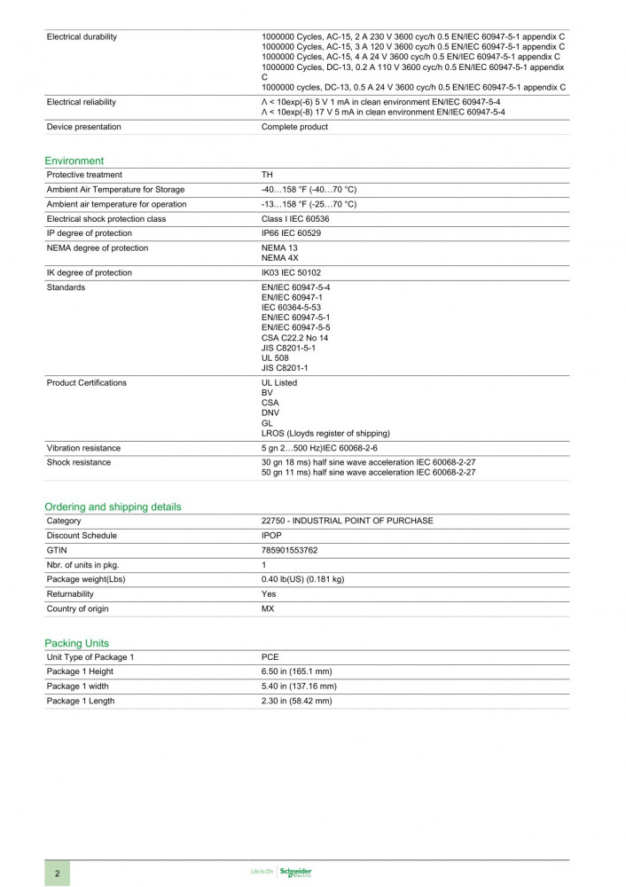 XB4AB2 technical document page 2