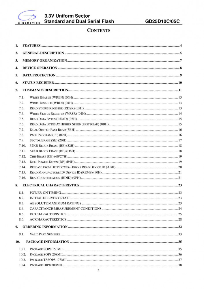 GD25D10C datasheet page 2