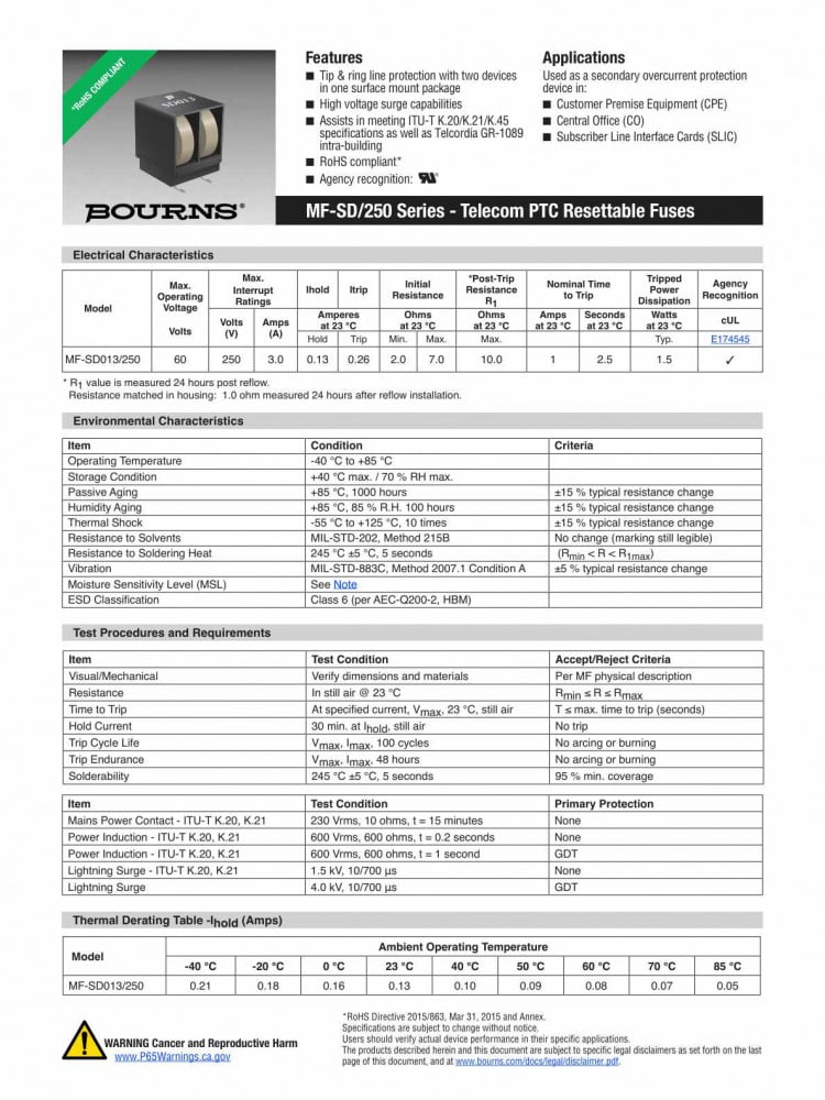 MF-SD013/250-2 datasheet page 1