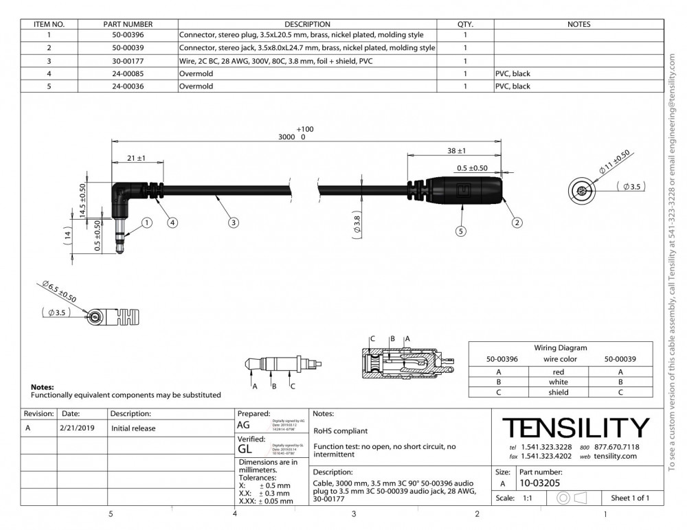 Tensility International 10-03205 technical drawing image