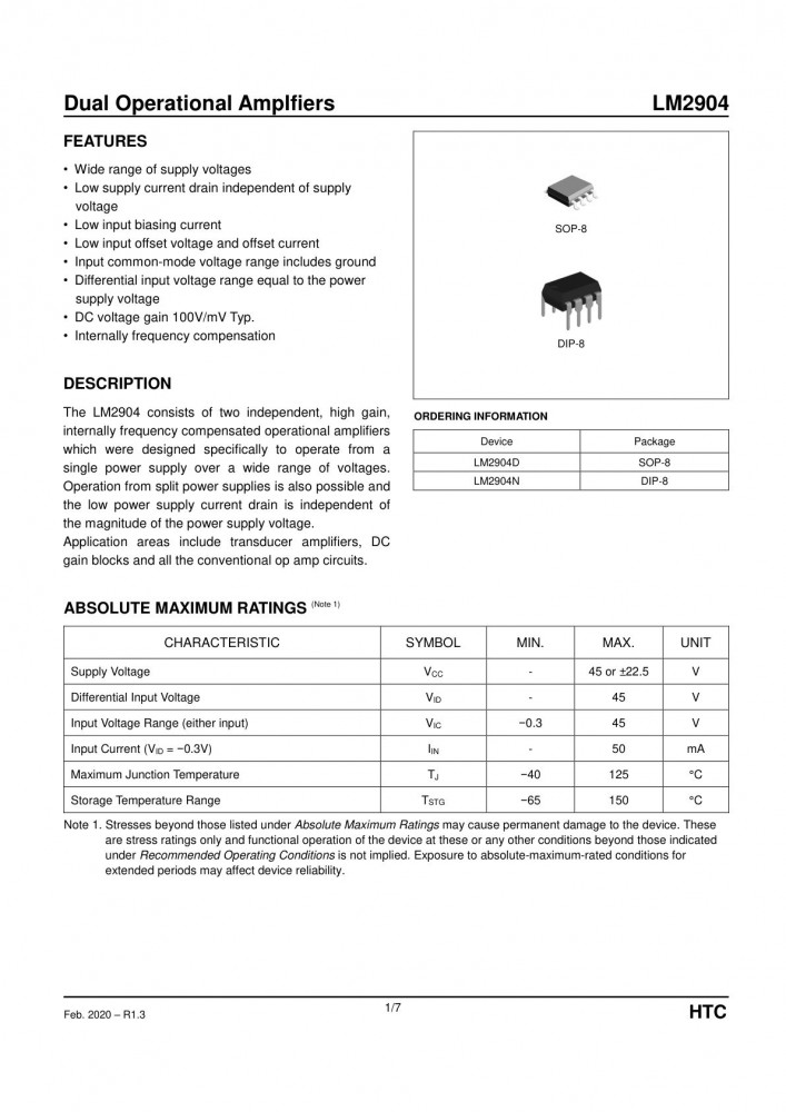 LM2904D datasheet page 1