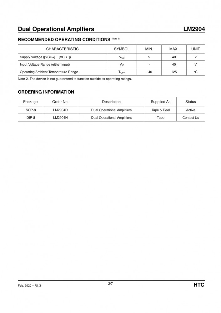 LM2904D datasheet page 2