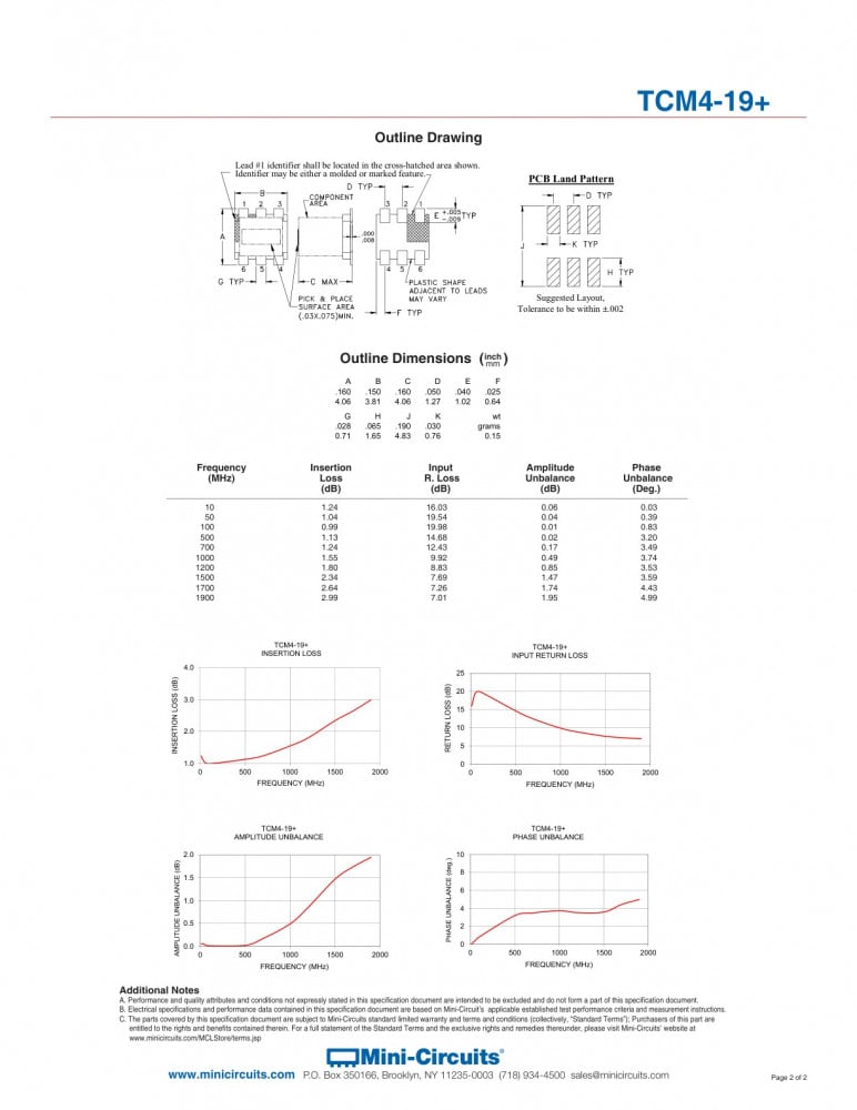 TCM4-19+ technical document page 2
