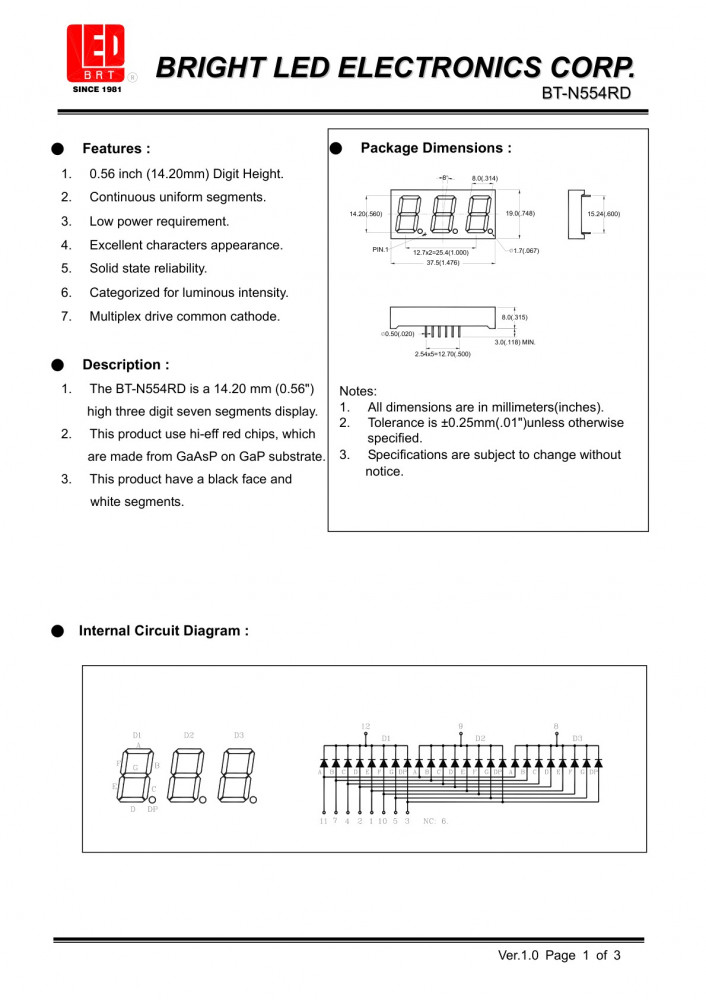 BT-N554RD datasheet page 1
