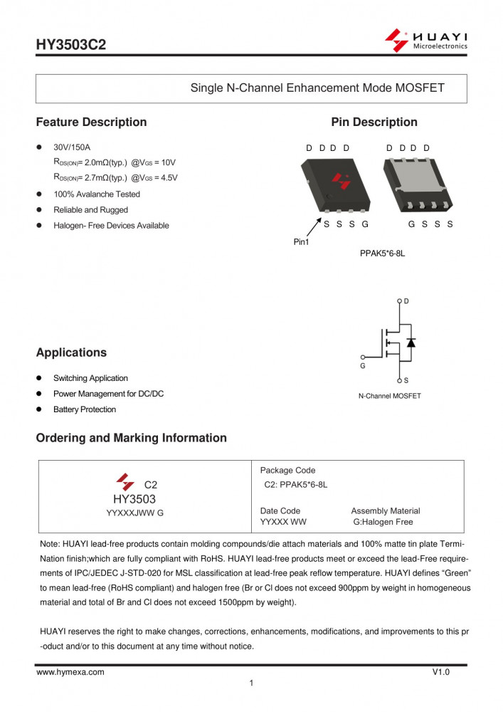 HY3503C2 datasheet page 1