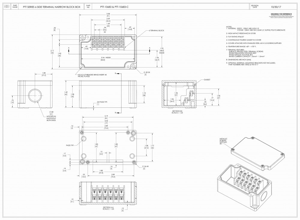 Bud Industries PTT-10683-C product drawing reference