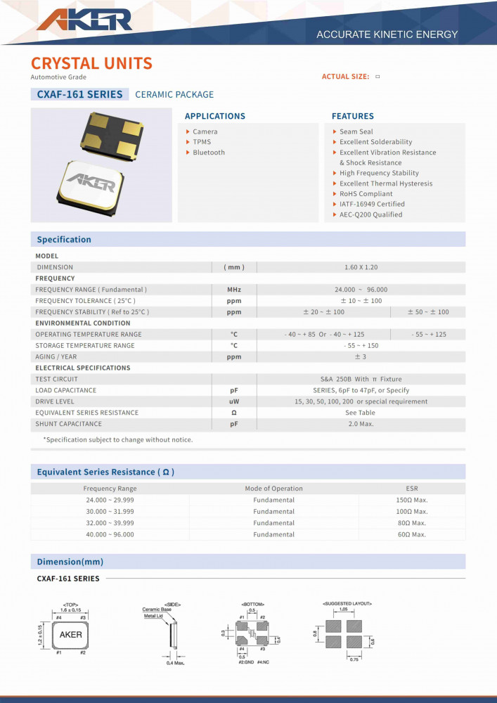 AKER CXAF-161 SERIES product document image