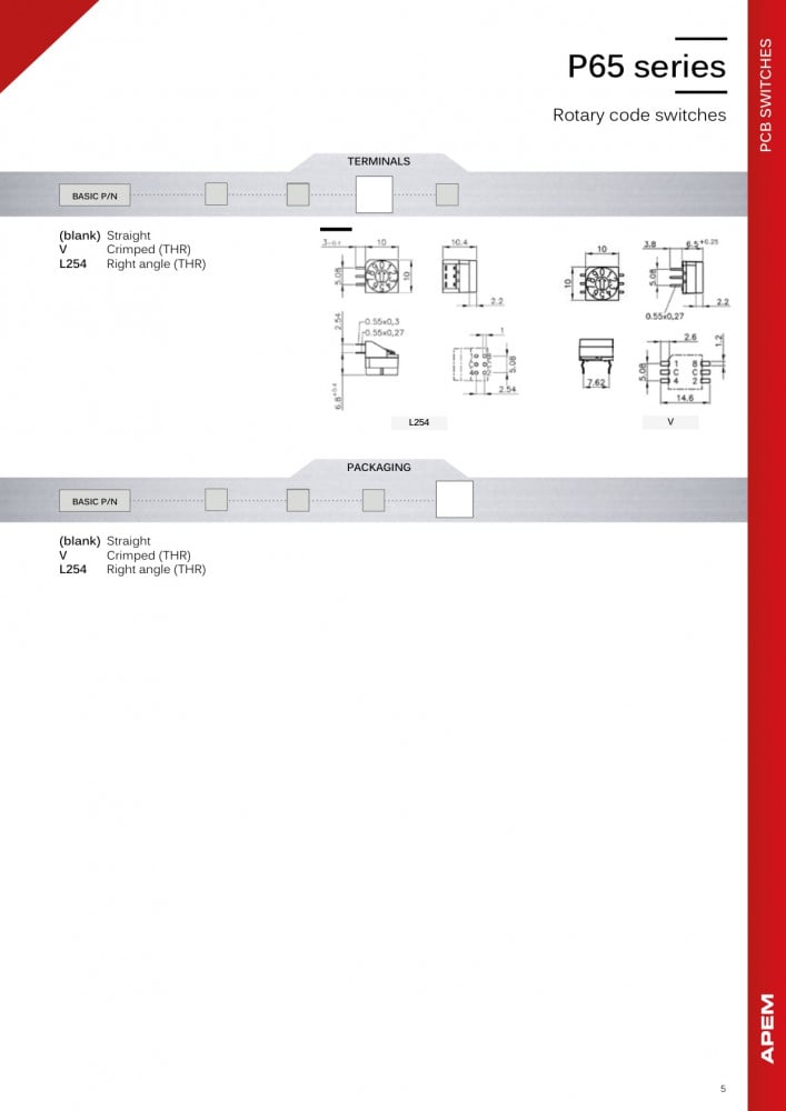 APEM P65 series document page 5